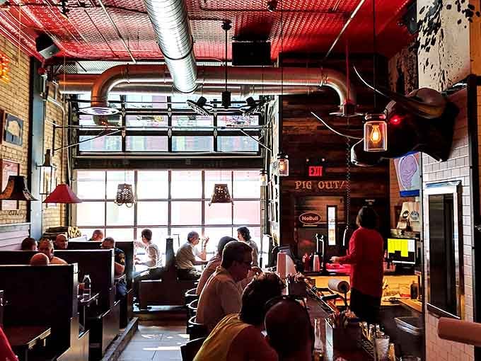 When the sun streams through those garage doors, the whole place glows with possibility. And the smell? Pure barbecue magic.