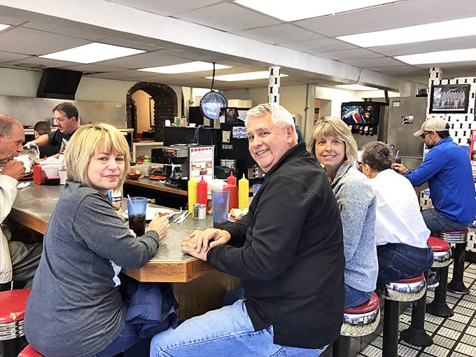The true heart of any small-town diner: happy customers who came as strangers but leave feeling like they've been coming here their whole lives.