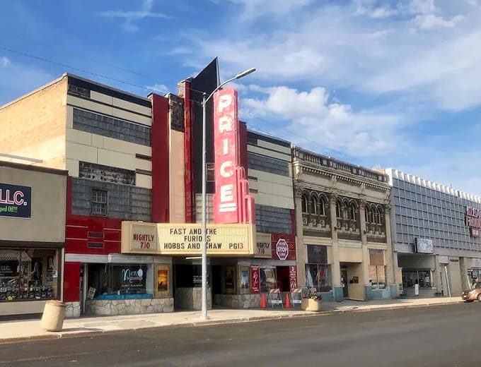 Another angle of Price's welcoming downtown, where every storefront tells a story of small-town entrepreneurship and community pride.
