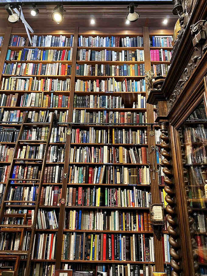 The ultimate stairway to heaven for bibliophiles&mdash;floor-to-ceiling shelves requiring a ladder that would make any library scene in a movie jealous.
