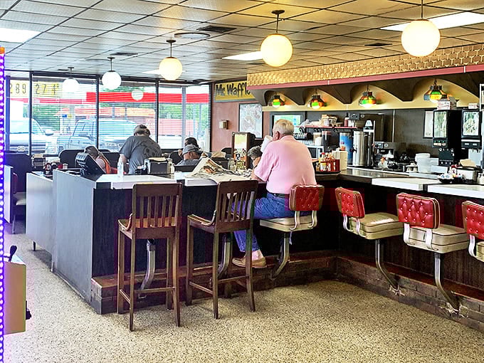 The counter and booth seating aren't just furniture &ndash; they're front-row tickets to the greatest show on earth: American diner cooking.