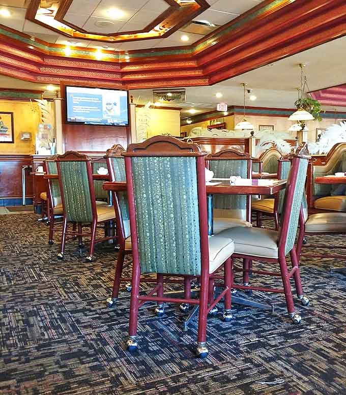 Elegant ceiling details and comfortable seating prove that sometimes the best breakfast joints dress up a little nicer than you'd expect.