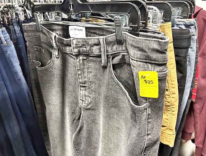 Designer jeans at thrift store prices&mdash;the holy grail of secondhand shopping. That Lane Bryant pair looks like it's barely seen a washing machine.