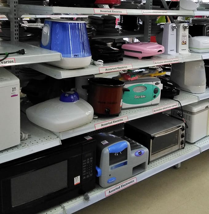 The small appliance section: where forgotten Easy Bakes and mysterious gadgets await the adventurous home chef.