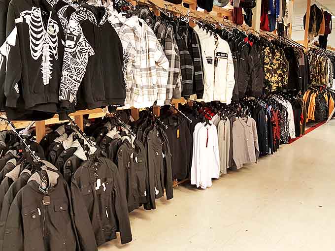 The men's clothing section offers surprisingly stylish options&mdash;proof that looking like a million bucks doesn't require spending more than twenty.