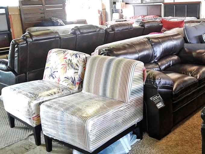 Furniture shopping becomes an adventure in comfort testing. That floral armchair is practically begging for someone to sit down with a glass of sweet tea.