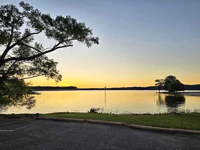 Sunset alchemy turns Pickwick Lake into liquid gold. This daily spectacle makes even the most dedicated smartphone addicts put their devices down.