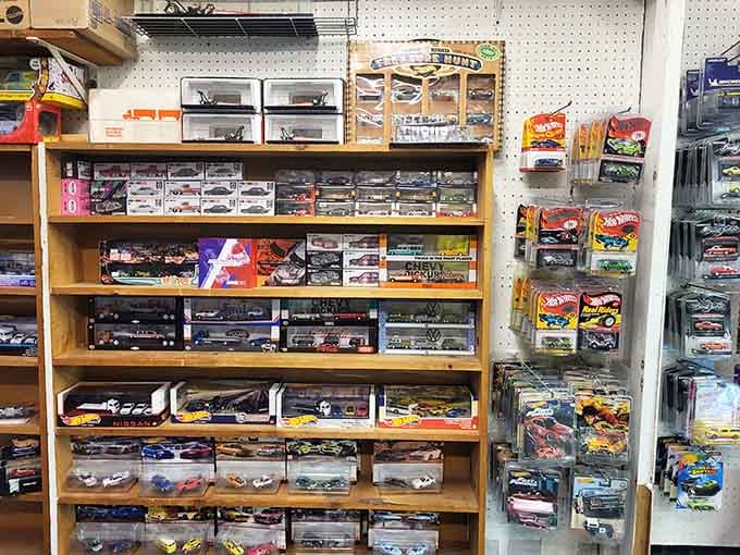 Miniature cars with maximum nostalgia value. Each tiny vehicle represents someone's childhood memory, meticulously preserved in die-cast metal.