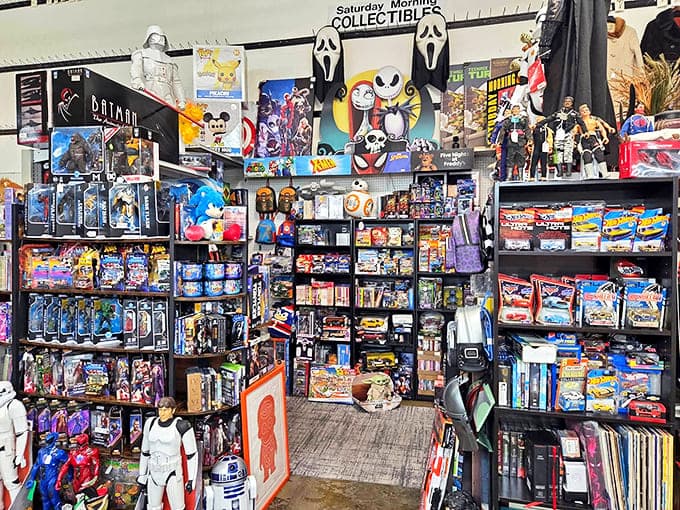 Pop culture paradise! From Ghostface to Goosebumps, this booth is a time machine to Saturday mornings past.