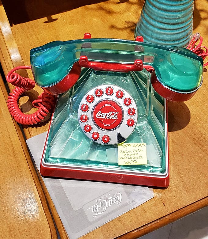"Hello? 1950s calling!" This Coca-Cola rotary phone combines vintage charm with America's favorite soda in one conversation piece.