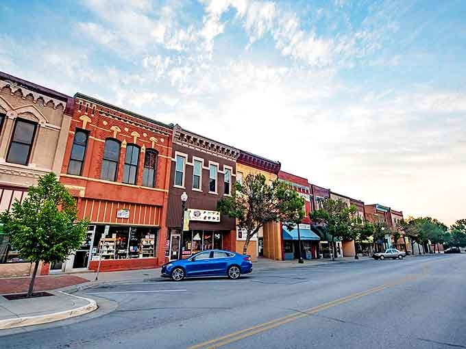 Atchison's downtown skyline rises impressively against the Kansas sky &ndash; a reminder that small towns can have big personalities.
