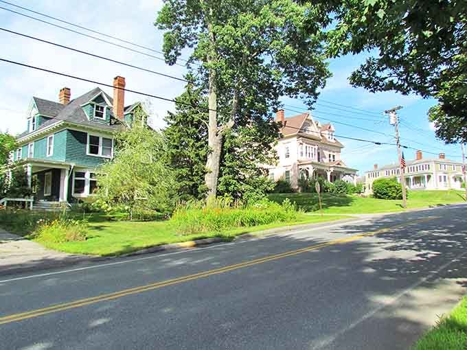 Cherryfield's colorful homes line quiet streets like a New England painting come to life. These historic houses offer affordable charm in Maine's blueberry country.