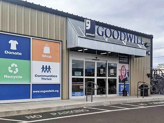 Goodwill's modern, efficient exterior promises a clean, organized thrifting experience in Ashland.