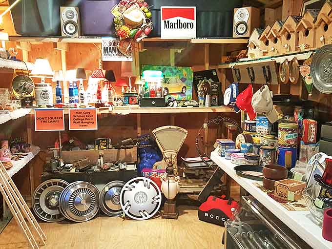 This vendor booth is what happens when nostalgia explodes in the best possible way. Every shelf tells a different story from America's past.