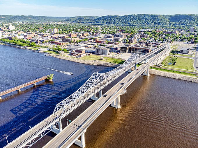 Winona's iconic bridge spans the mighty Mississippi, connecting not just shores but hearts in this storybook river town.