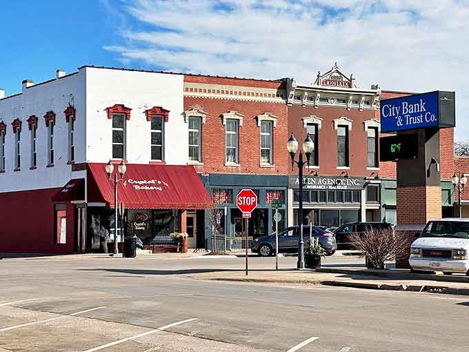 The classic brick facades of Crete's main street businesses offer a refreshing alternative to cookie-cutter strip malls.