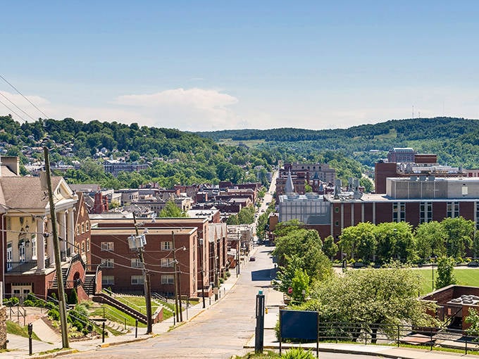 A view that takes your breath away! Morgantown spreads out below like a model train set come to life.