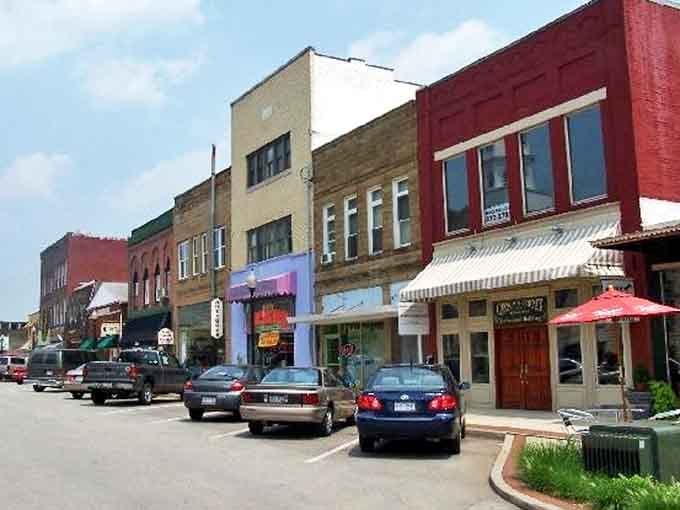 Colorful storefronts welcome visitors to Ripley's walkable downtown, where home prices remain refreshingly down-to-earth.