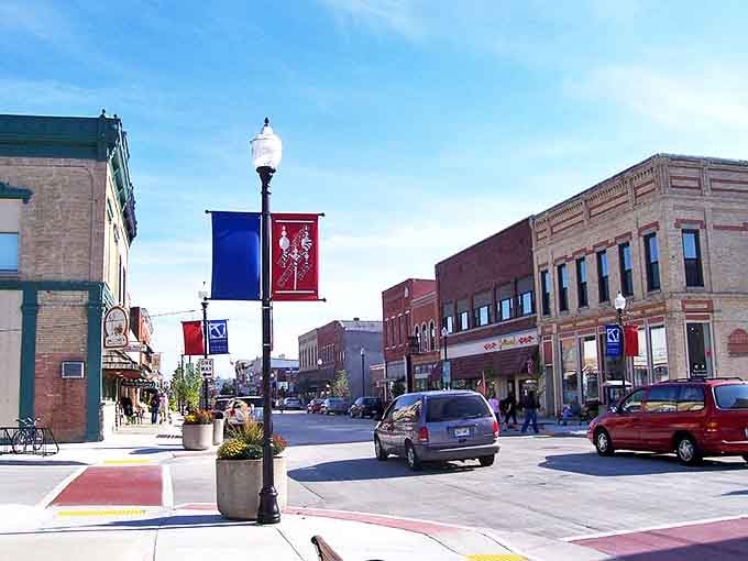 The heart of Sturgeon Bay welcomes with wide sidewalks and local shops – Door County charm without the tourist-town prices.