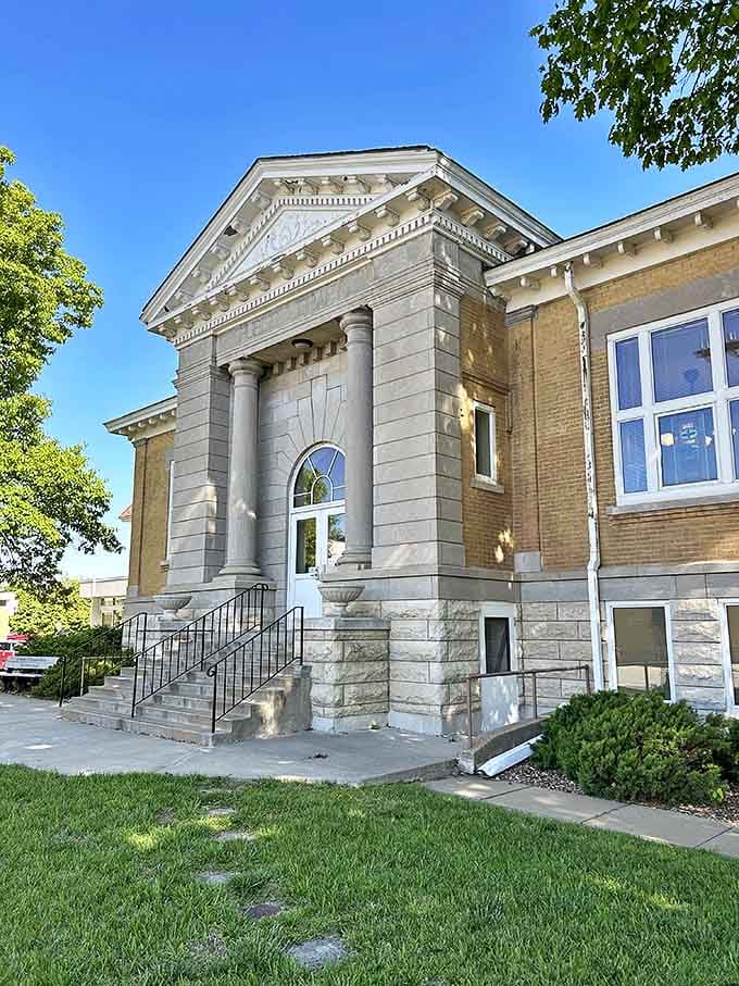 The Abilene Public Library's classical columns welcome knowledge-seekers of all ages, offering literary treasures and air conditioning&mdash;both priceless in summer.