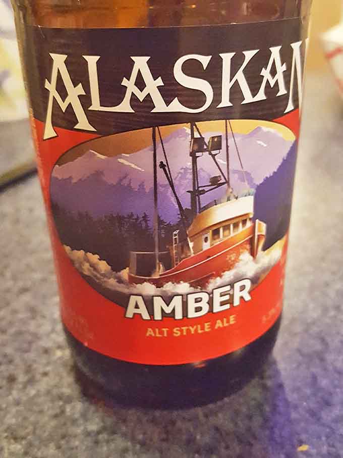 Alaskan Amber &ndash; because nothing complements seafood quite like a beer that features a fishing boat on its label. Maritime synergy at its finest.