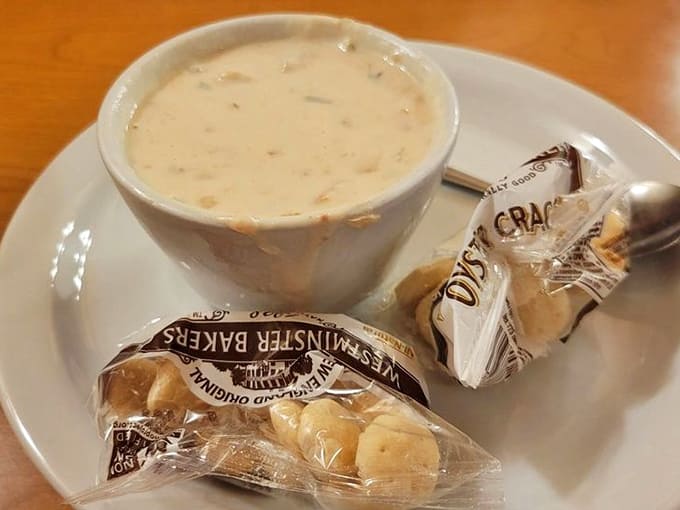 Clam chowder so creamy it makes you wonder if the crackers are even necessary. (They are. Texture matters, people.)
