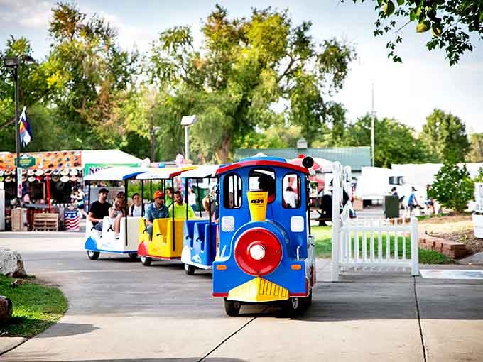 The Colorado State Fair's colorful train ride &ndash; where children experience the simple joy of transportation that doesn't involve screen time.