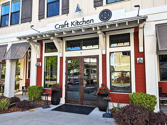 Craft Kitchen's inviting fa&ccedil;ade promises culinary creativity behind those wooden doors, where local ingredients transform into memorable meals worth writing home about.