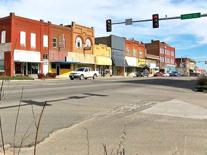 Fifth Street intersection captures that quintessential small-town crossroads where everybody knows which traffic light takes forever to change.