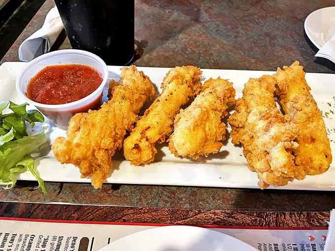 These mozzarella sticks redefine "stretchy cheese pull" to Olympic levels. Forget your diet&mdash;some moments are worth the extra treadmill time.