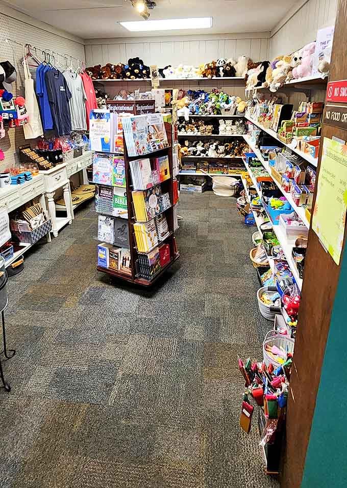 The gift shop offers souvenirs to remember your meal by, though the memory of those mashed potatoes needs no physical reminder.