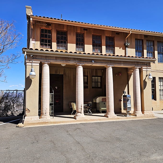 Jerome's Public Library offers knowledge with a view—those columns aren't just supporting the roof, they're holding up literary aspirations.