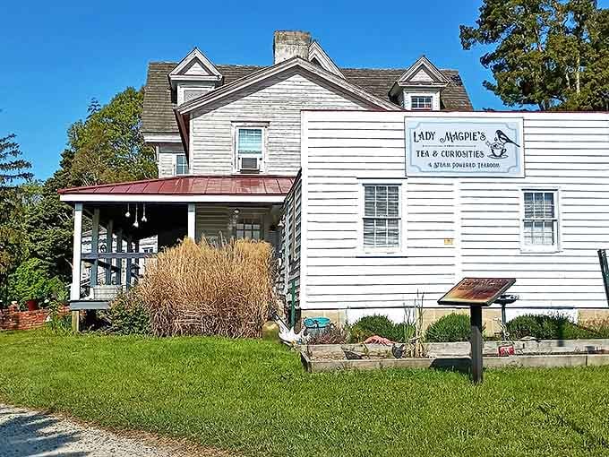 Lady Magpie's Tea & Curiosities occupies a weathered white colonial that looks like it's been steeping stories as long as it's been steeping tea.