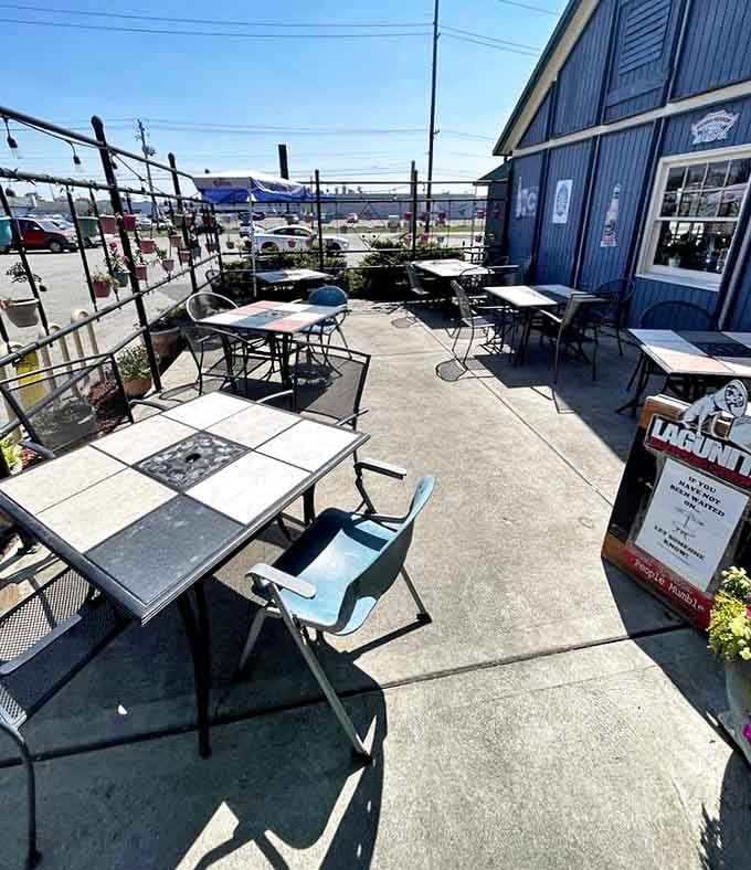 The patio – where fresh air and comfort food create the perfect summer equation. Simple tables, big flavors, and Indiana sunshine.
