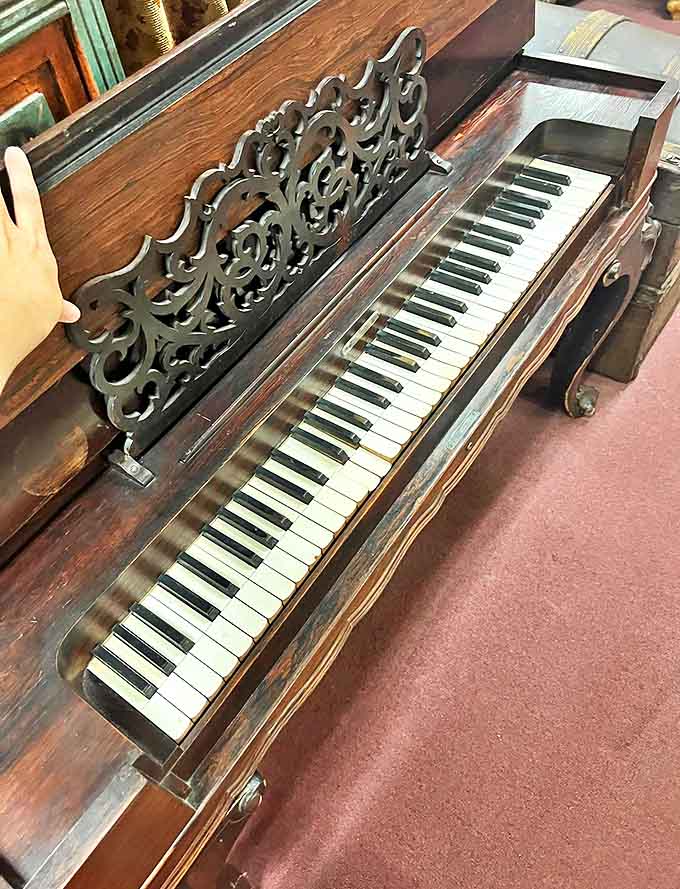 Not just a piano&mdash;a conversation piece with keys. This antique beauty has probably accompanied more sing-alongs than Billy Joel at Madison Square Garden.