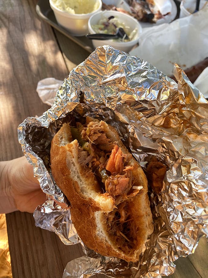 The humble foil-wrapped sandwich - proof that sometimes the best gifts come in the simplest packages. Portable perfection.