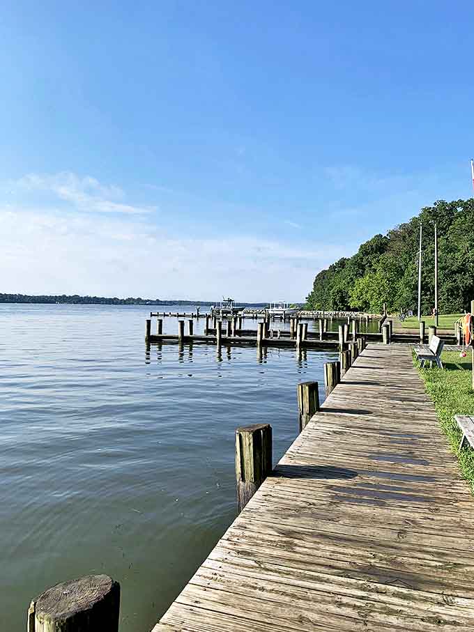 Wooden walkways lead to watery horizons&mdash;this peaceful dock invites contemplation, fishing, or simply watching the Chesapeake world float by.