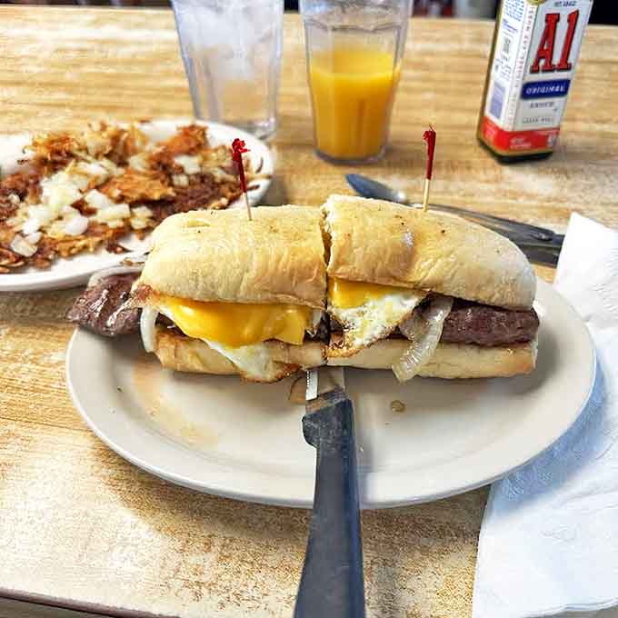 The steak sandwich that's worth the drive alone&mdash;melty cheese, tender meat, and the kind of onions that make you forget your breath concerns.