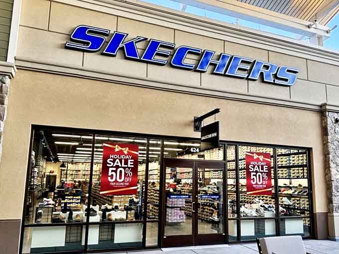 Skechers: where comfort meets style at 50% off. Your feet will thank you even if your credit card won't.