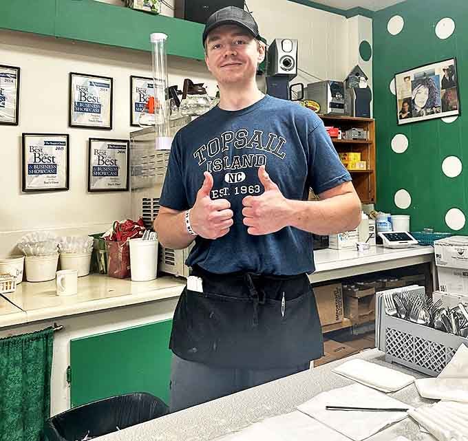The universal sign of a great diner: staff who give you two enthusiastic thumbs up before you've even ordered, because they know what's coming.