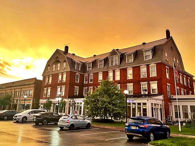 The Brandon Inn catches sunset's golden hour, transforming this historic landmark into the kind of place Norman Rockwell would've painted repeatedly.