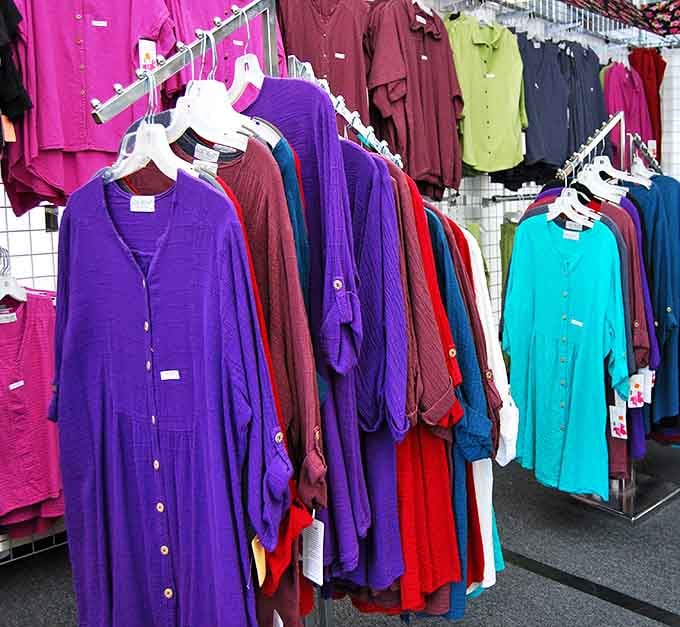 A color spectrum of women's fashion that makes department stores look positively beige by comparison.