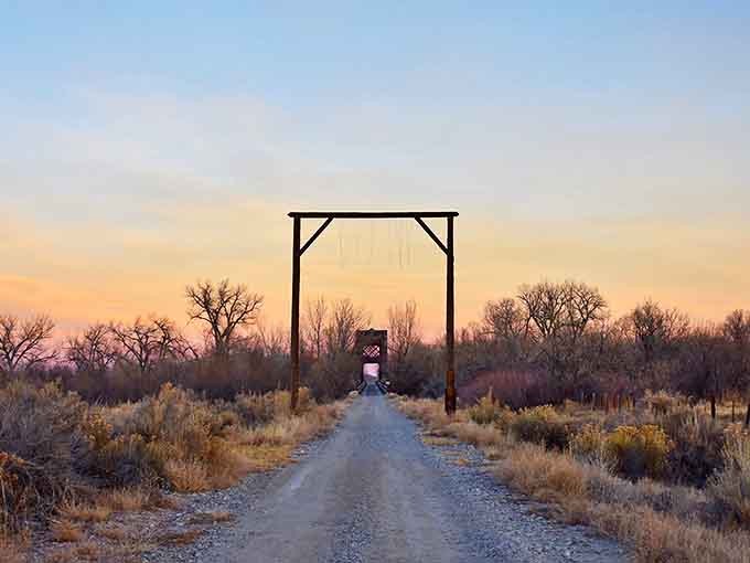 The Wyoming Heritage Trail entrance stands like a portal to the past, or at least to a really nice afternoon walk.