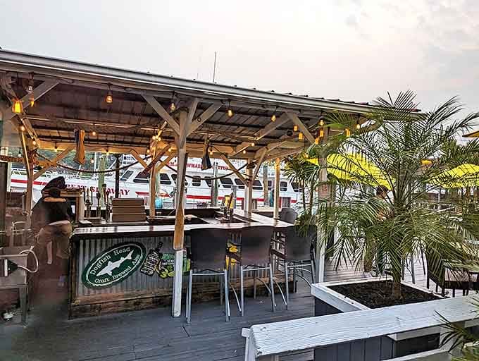 This outdoor bar isn't just serving drinks&mdash;it's offering liquid souvenirs of a perfect day on the Delaware coast.