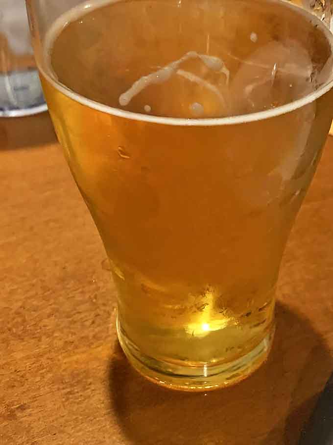 Beer served properly cold in a glass that shows it off. In Vegas, even the simple pleasures deserve proper presentation.