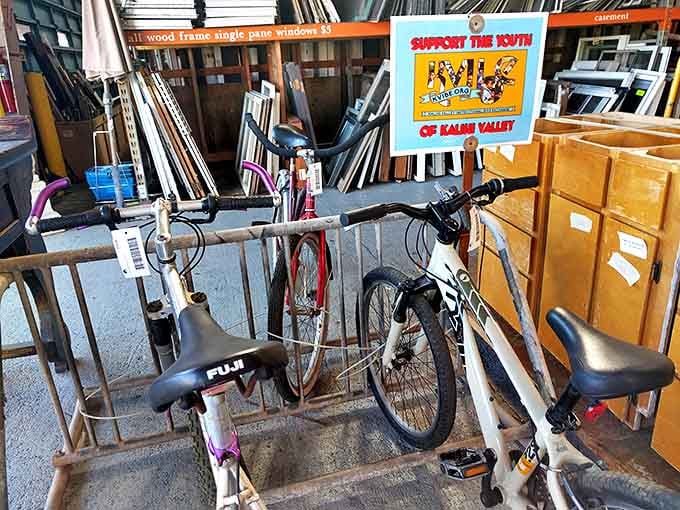 Even the bicycle rack is repurposed&mdash;a perfect metaphor for a place that finds new uses for everything except excuses.