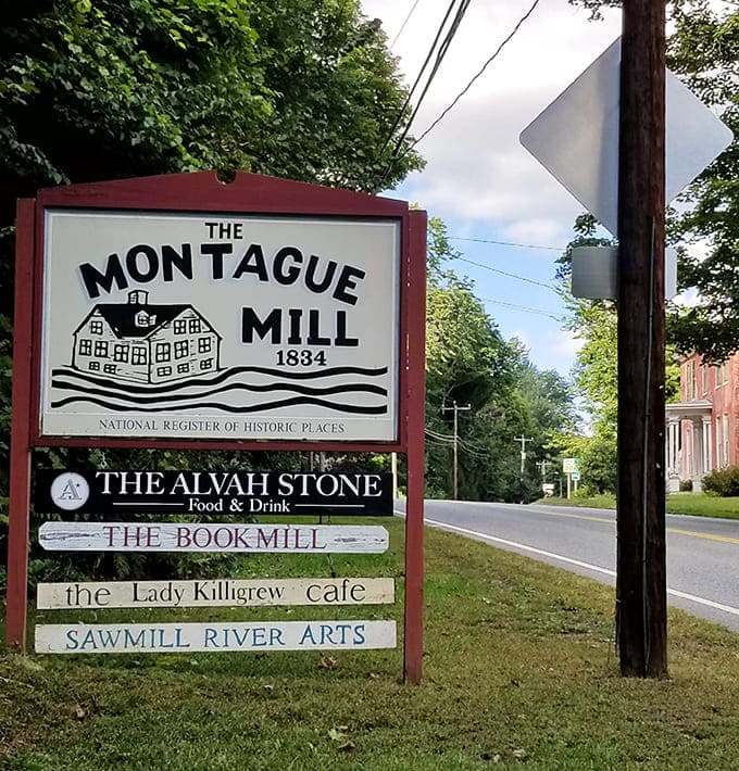 The sign that tells you you've arrived somewhere special&mdash;a place where books, food, art, and the rushing river create a perfect cultural ecosystem.