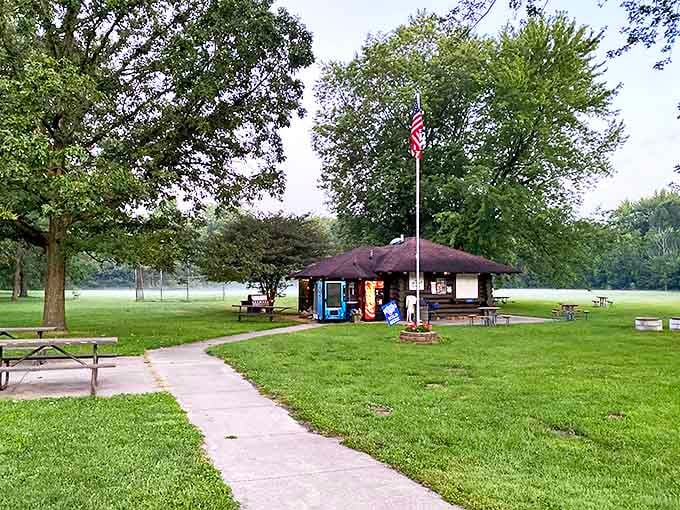 The park's humble visitor center flies the flag proudly, offering cold drinks, friendly advice, and mercifully spotty cell service.