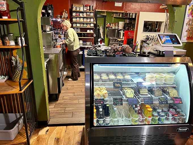 Behind the scenes where magic happens &ndash; display cases tempting you with treats that pair perfectly with your caffeine fix.