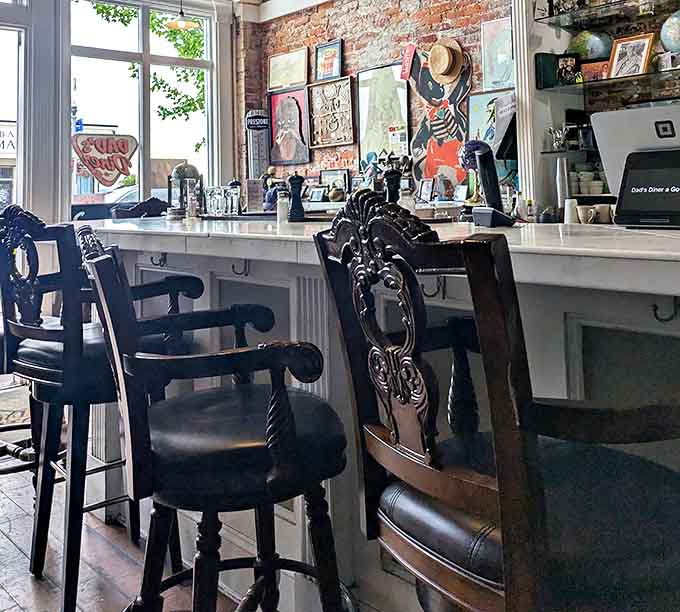 Counter seating&mdash;the VIP section of any great diner&mdash;where you can watch kitchen magic happen while perched on chairs with character to spare.